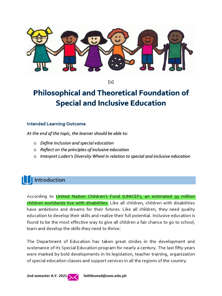ProfEd 321 Week 1 2 1 | PDF | Inclusion (Education) | Special Education