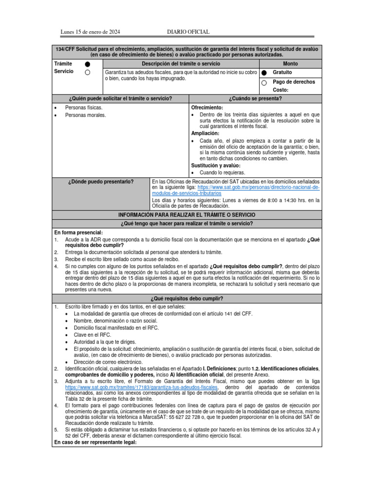 Ficha de Trámite 134 CFF | PDF | Propiedad | Valoración (Finanzas)