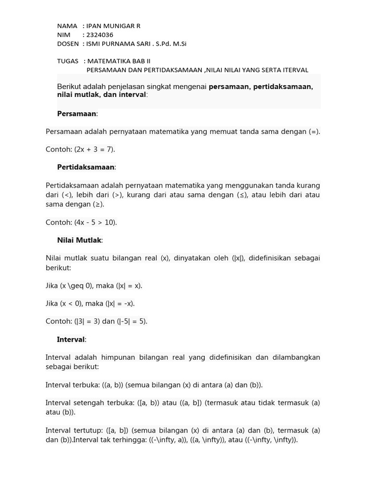 Nilai Mutlak MTK | PDF