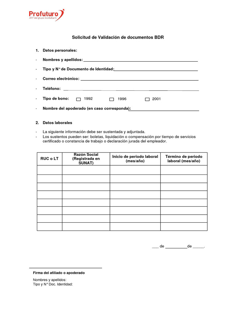 Solicitud de Validacion de Documentos BDR | PDF