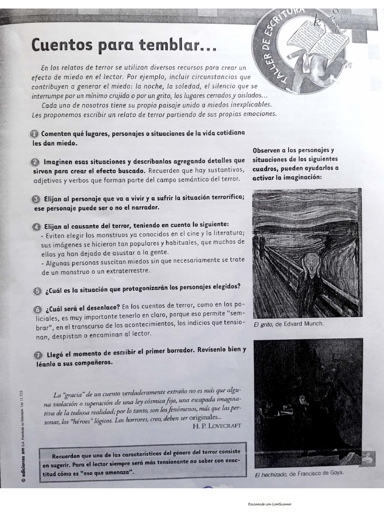Cuento de Terror - Actividad de Escritura | PDF