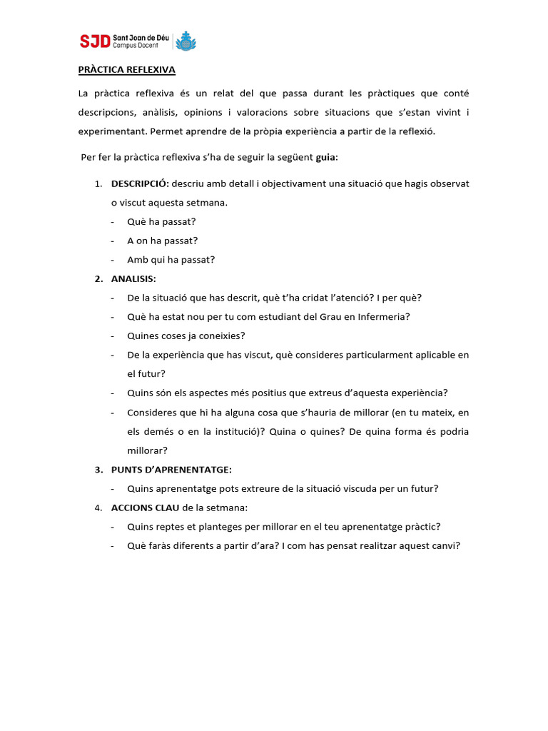 Guia de La Practica Reflexiva | PDF