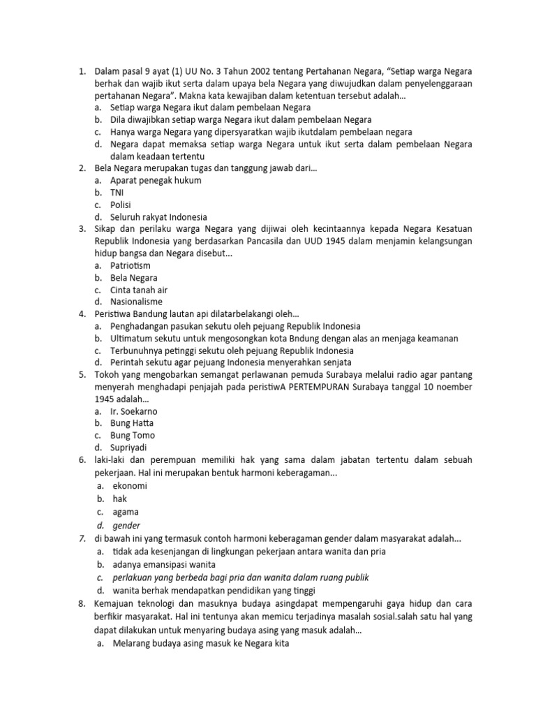 Soal Sas PPKN 2022-2023 | PDF