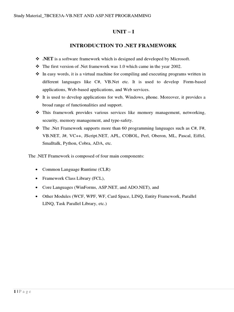Dot NET Study Material | PDF | Data Type | Language Integrated Query