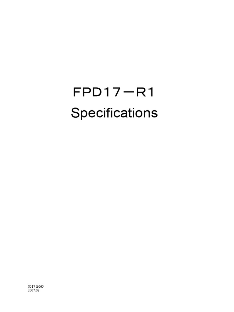 S517-E065 - FPD17-R1 Specification | PDF | Radiography | Power Supply
