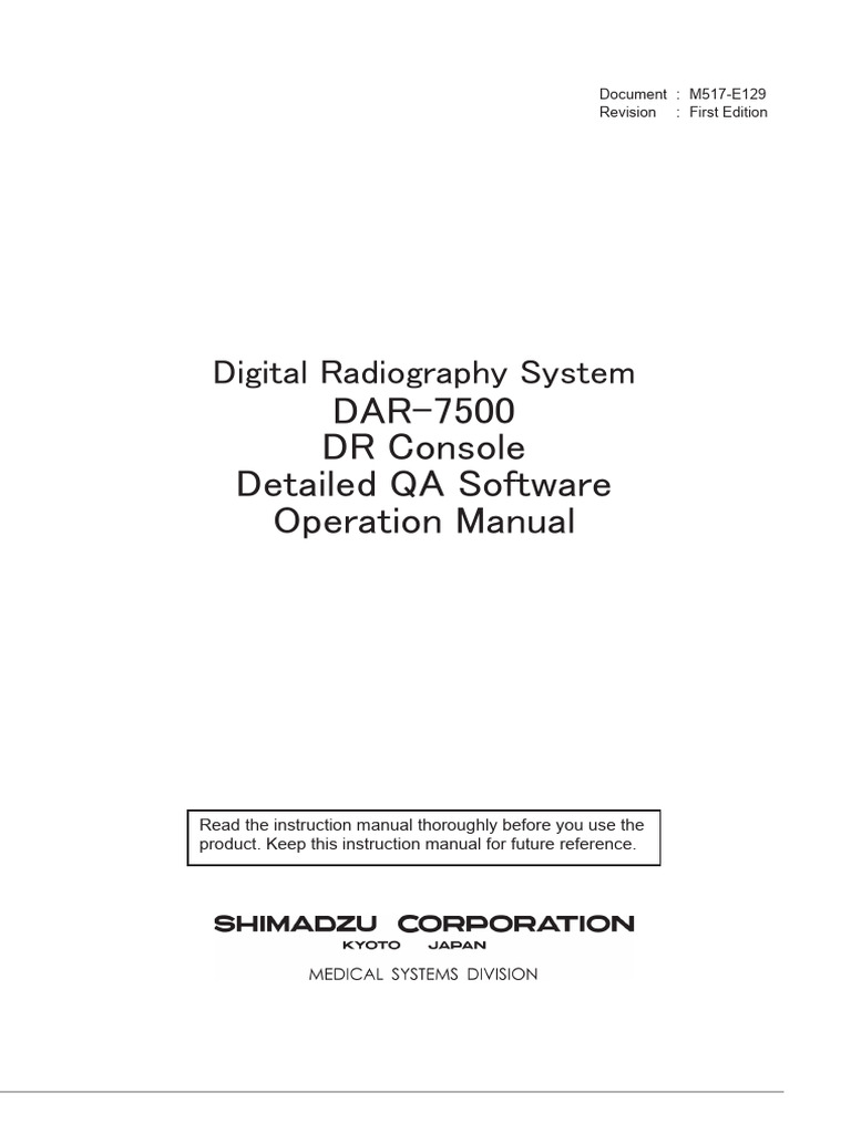 M517-E129 (DAR-7500 DR Console Detailed QA Software) | PDF | Tomography ...