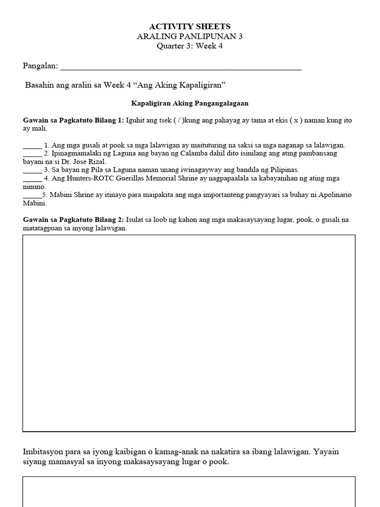 AP 3 Activity Sheet Q3 W4 | PDF