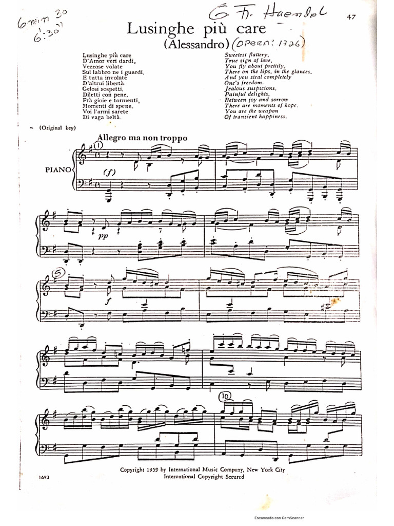 Lusinghe Piu Care - G.F.Haendel | PDF