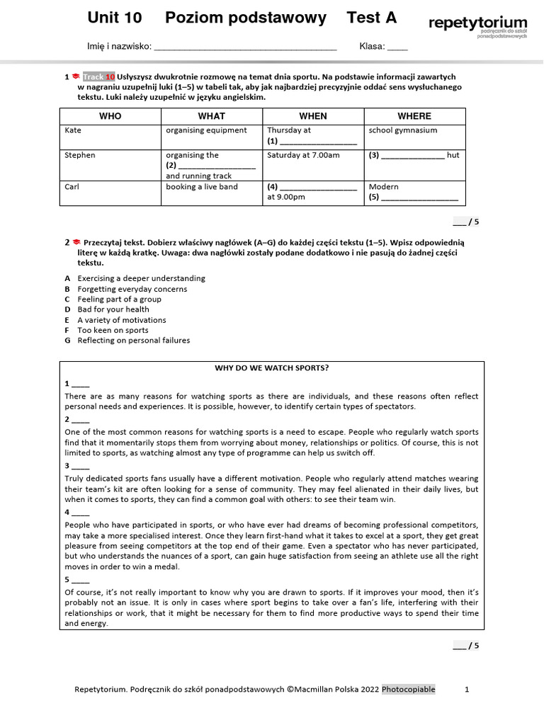 U10 Test PP GR A | PDF