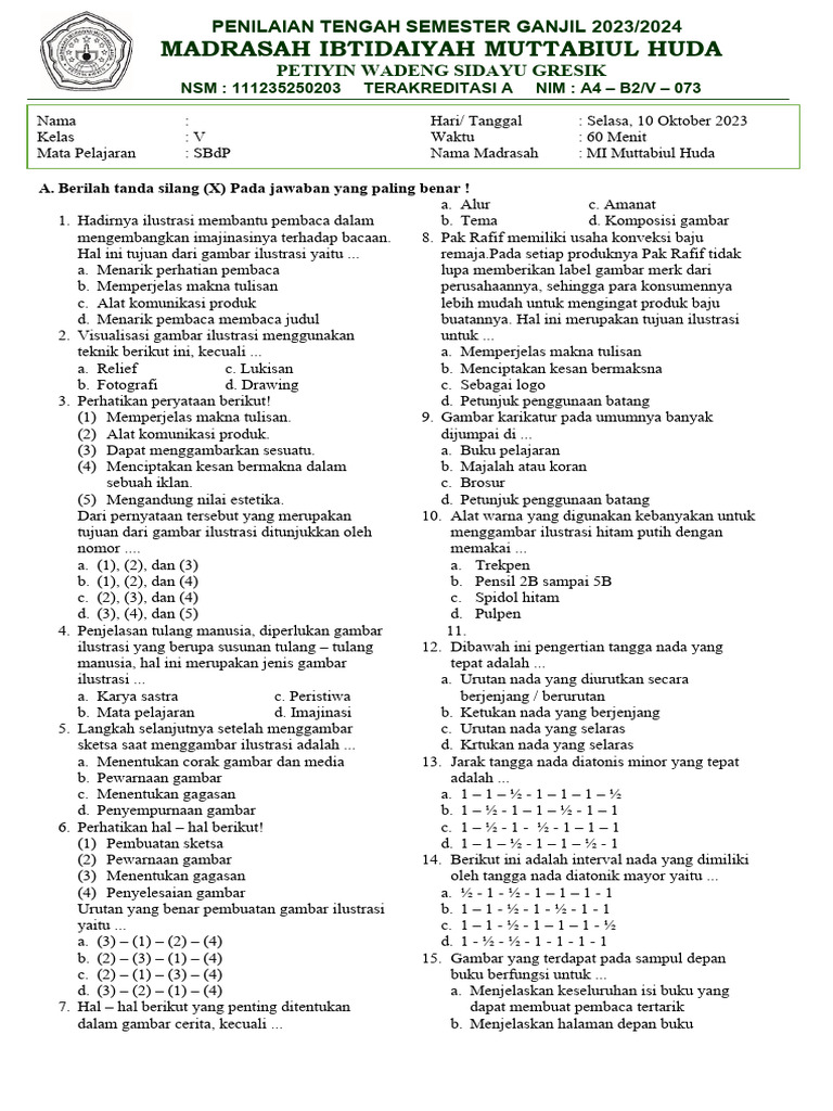 PTS SBDP 5 2023 2024 | PDF | Metode & Bahan Ajar