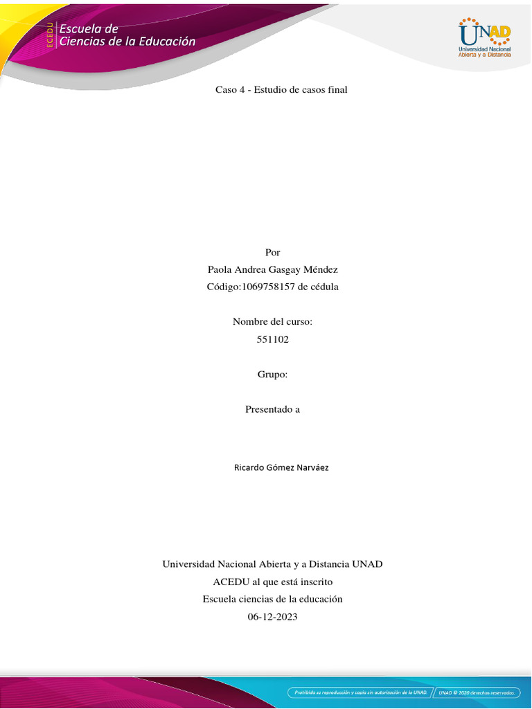 Caso 4 - Estudio de Casos Final | PDF | Matemáticas | Enseñando