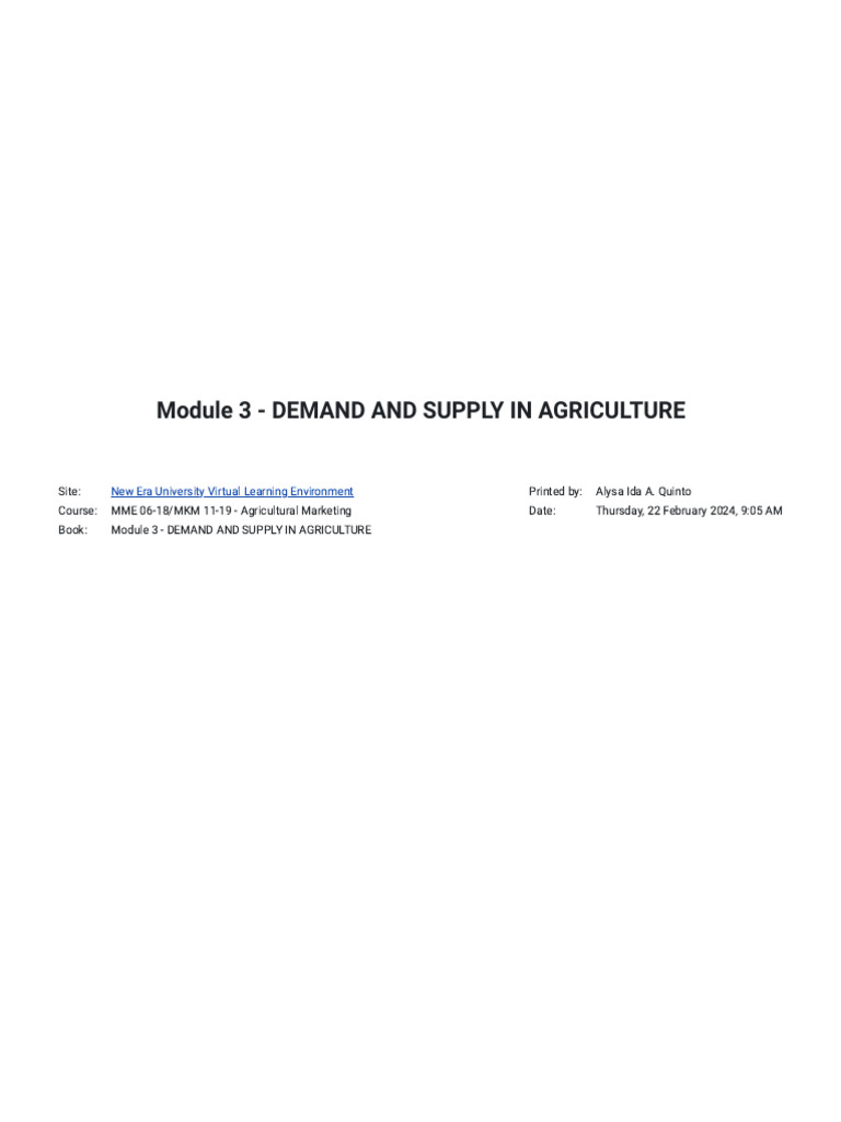 Module 3 Demand and Supply in Agriculture | PDF | Demand | Supply ...