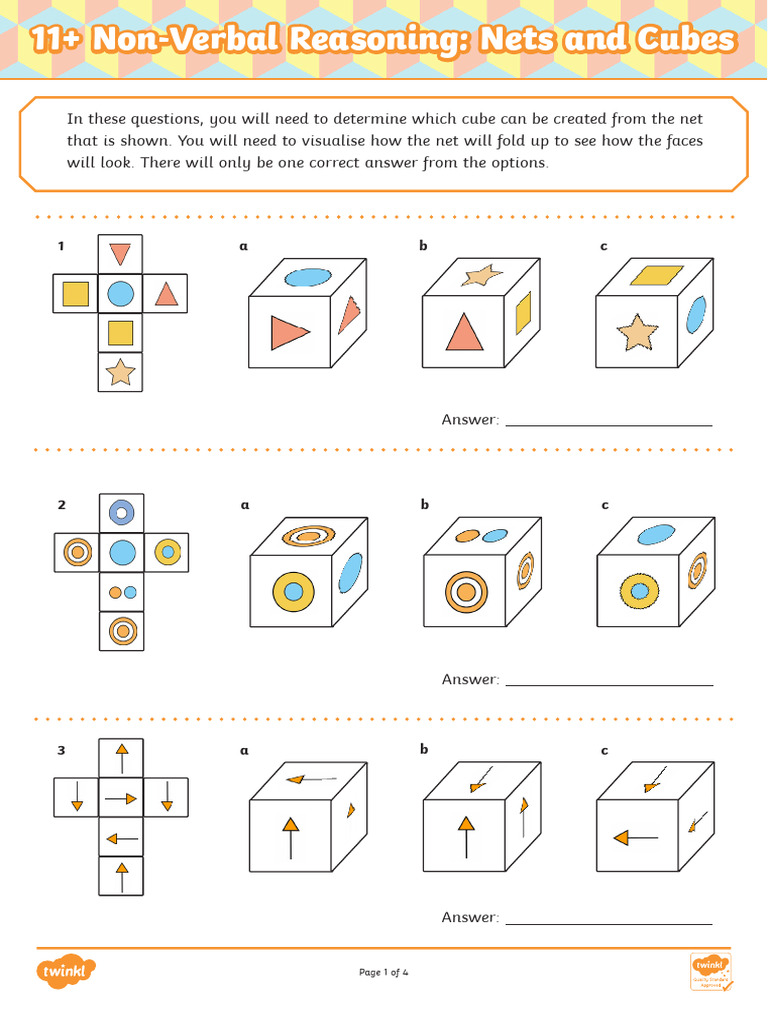 Non Verbal Reasoning Nets and Cubes | PDF