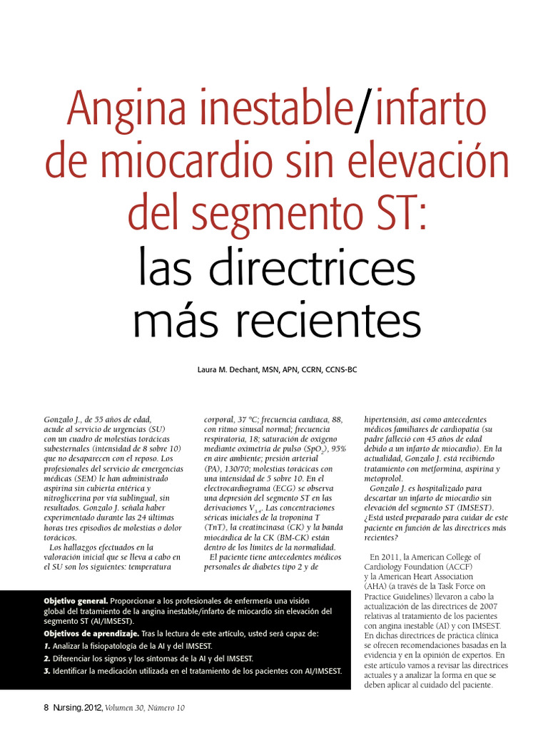 Angina Inestable | PDF | Electrocardiografia | Infarto de miocardio
