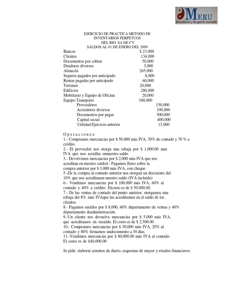 Inventarios Perpetuos: Ejercicios Prácticos | PDF
