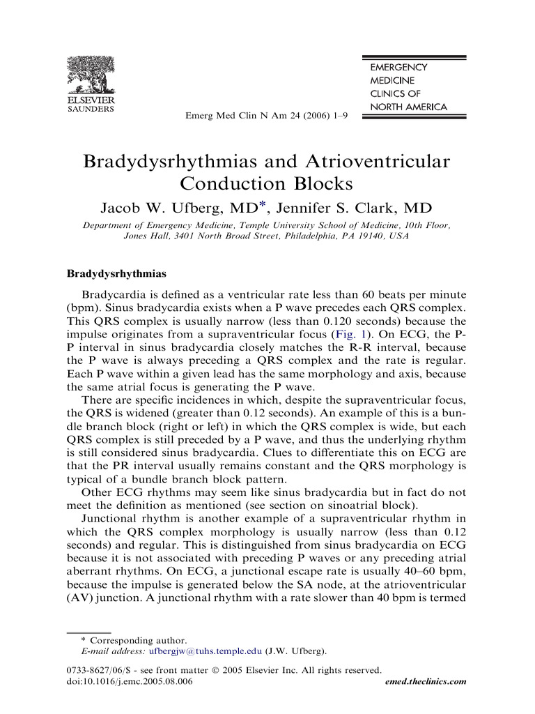 Bradydysrhythmias and Atrioventricular Conduction Blocks | PDF ...