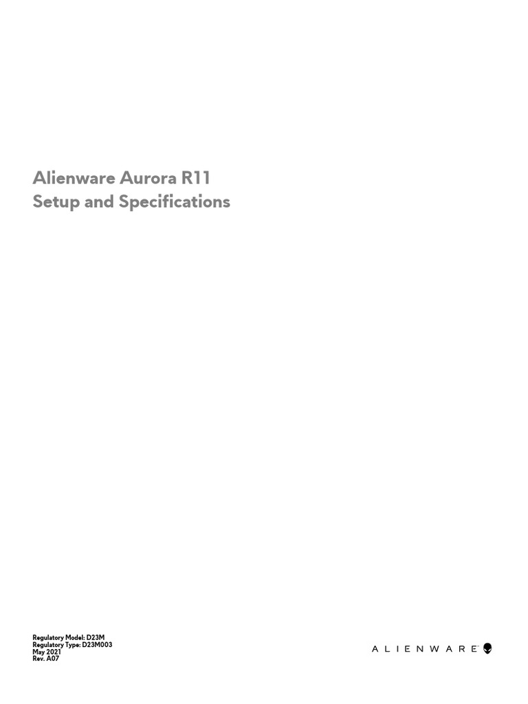 Alienware Aurora r11 Desktop Users Guide | PDF | Hdmi | Usb