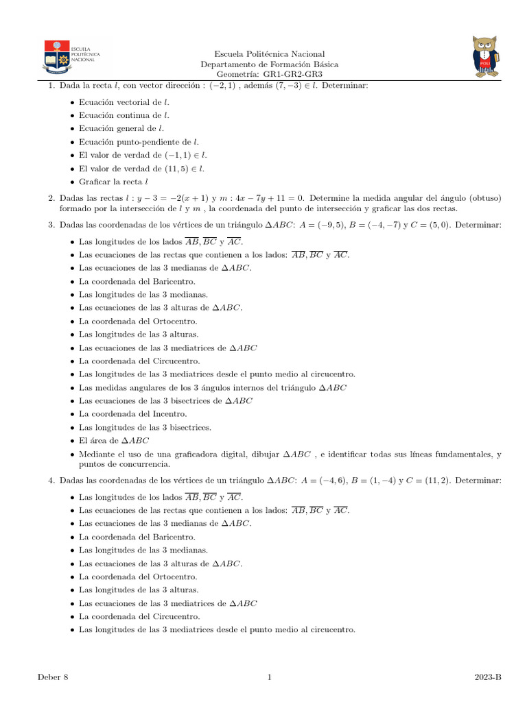 Deberes Mate y Geo 2023 B | PDF | Triángulo | Matemática Elemental