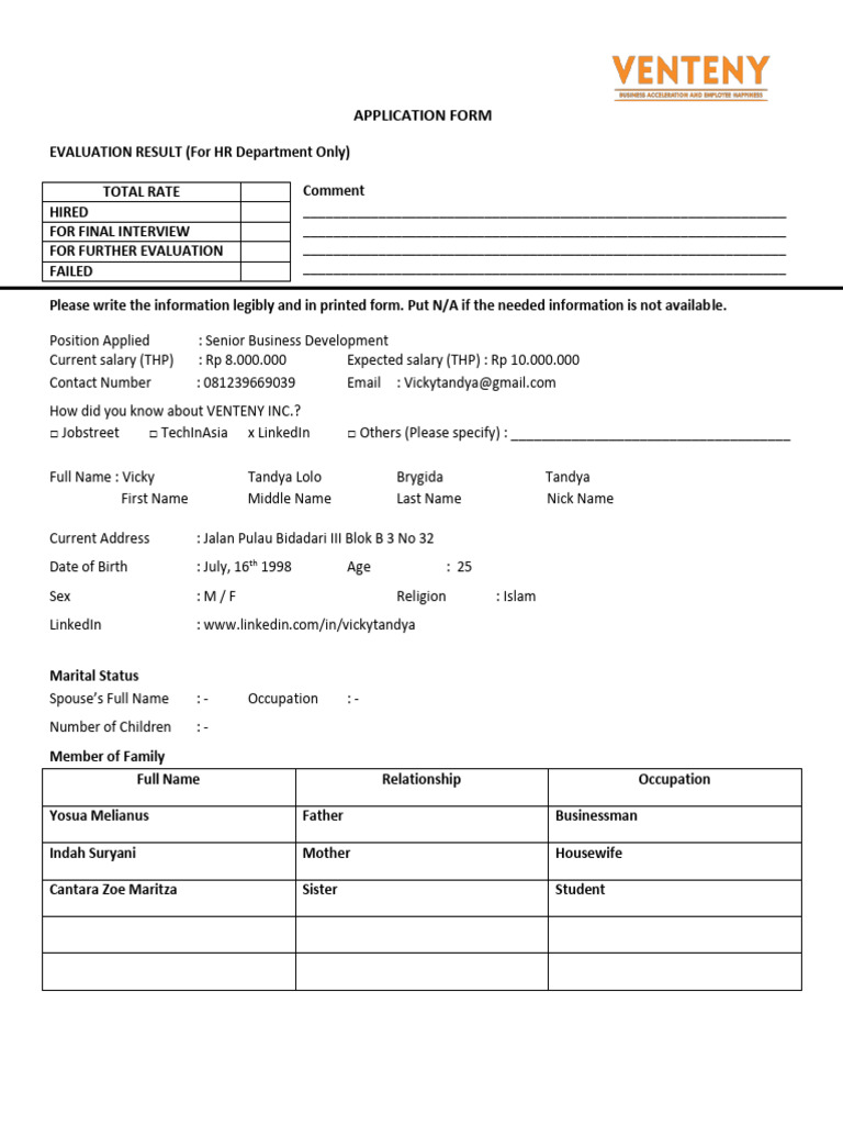 HR Application Review Form | PDF | Career & Growth