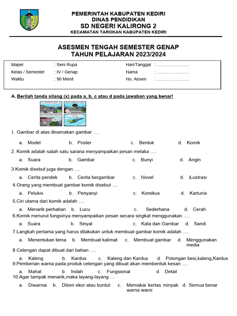 Soal PTS Seni Rupa Semester 2 | PDF | Griya & Taman | Seni