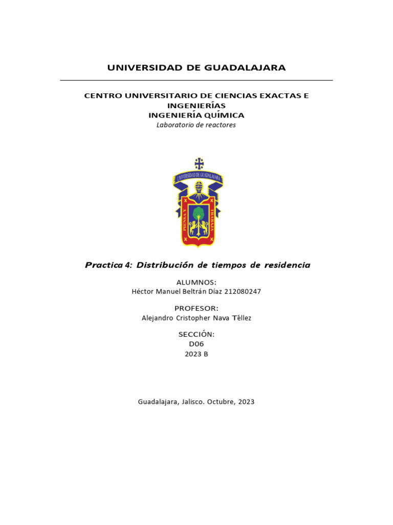 Practica 4 Reactores | PDF | Reactor Quimico | Química