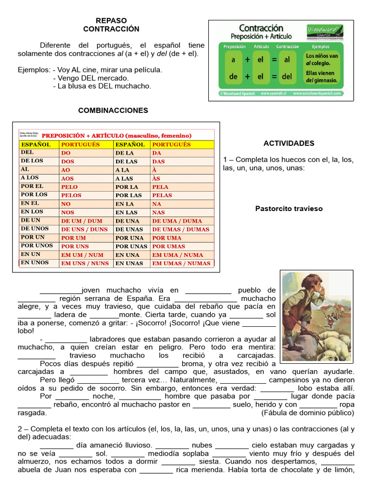 Contracciones y Combinaciones1 | PDF | Artes del Lenguaje y ...