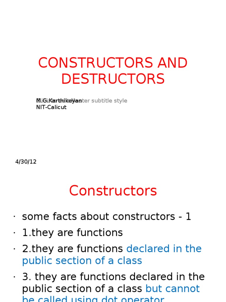 Constructors And Destructors Constructor Object Oriented Programming Parameter Computer 6899