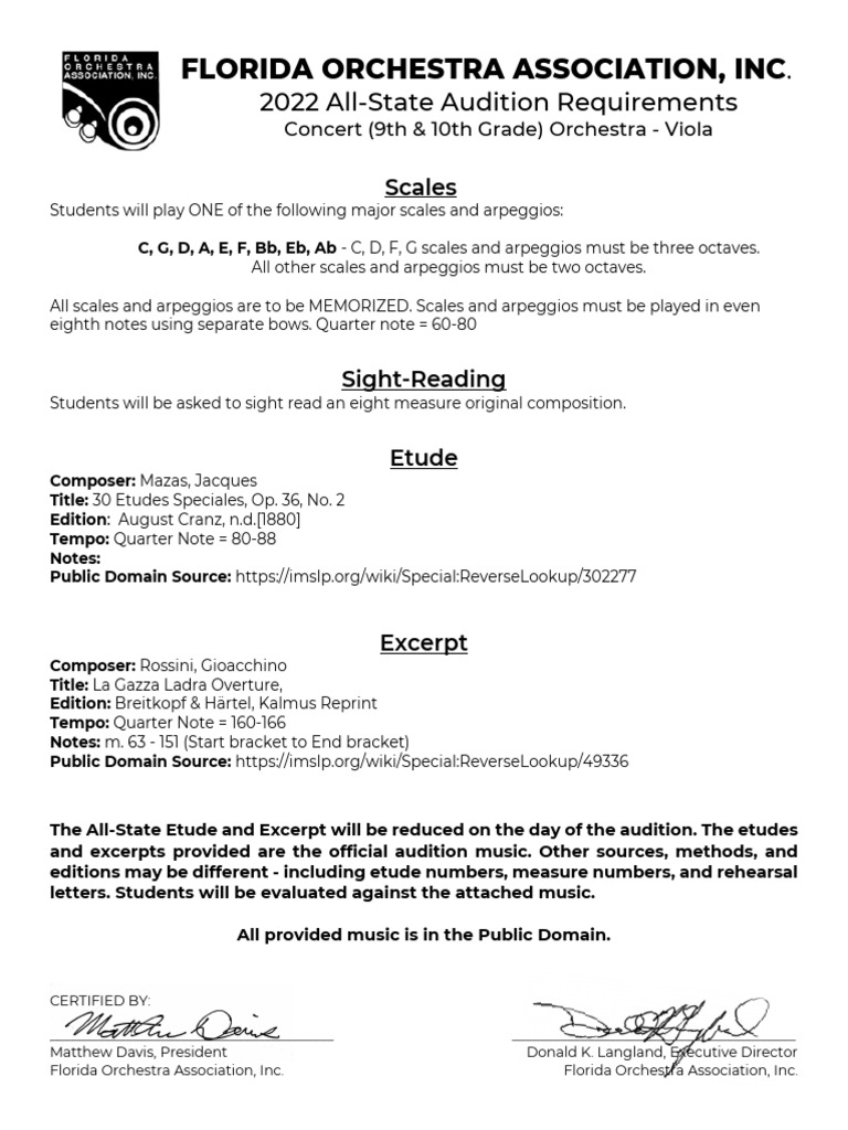 2022 All-State Viola Audition Guide | PDF | Musical Compositions | Performing Arts