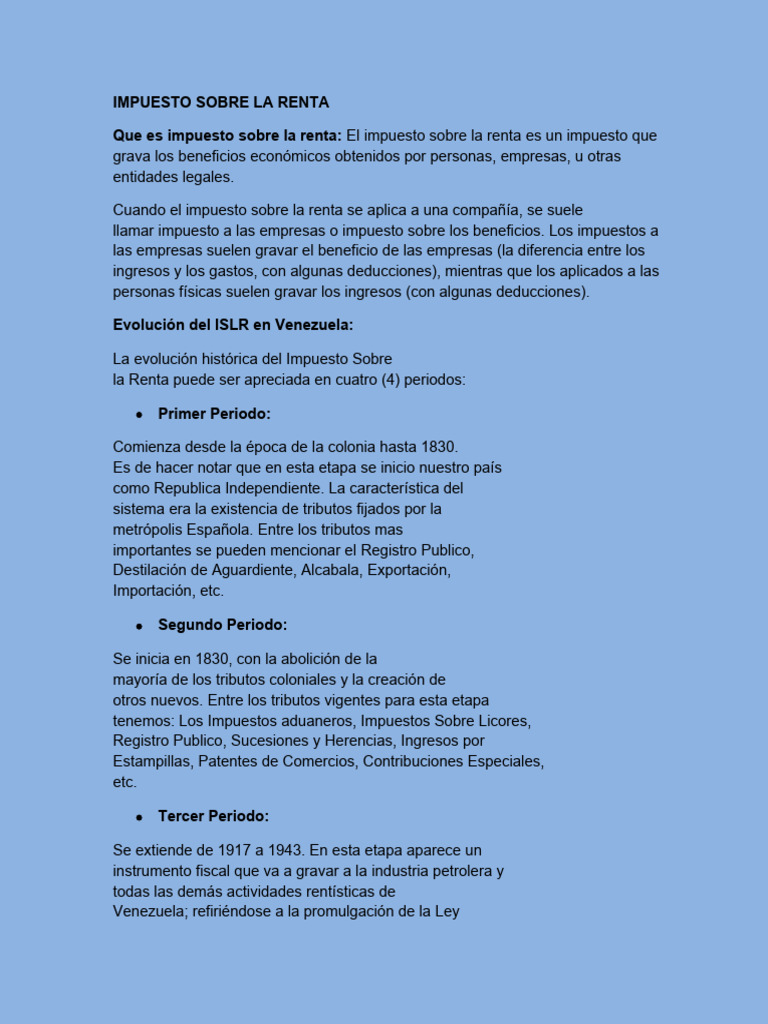 Impuesto Sobre La Renta | PDF | Impuestos | Impuesto sobre la renta