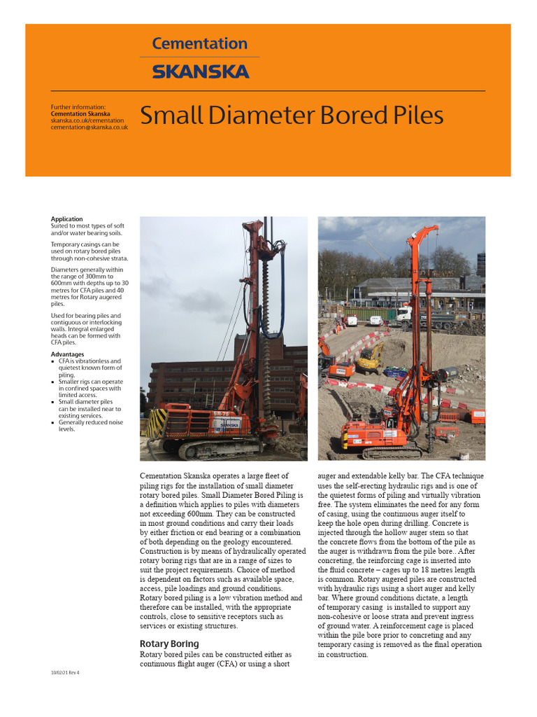 Small Diameter Rotary Bored Piles | PDF | Deep Foundation | Structural ...
