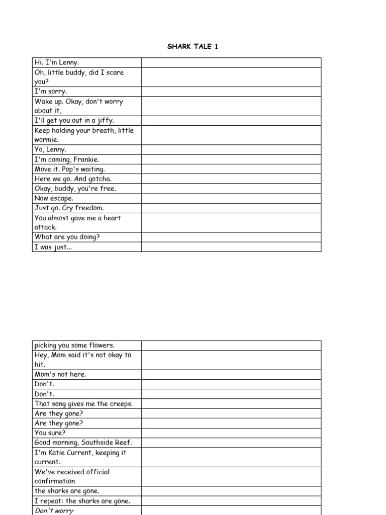 Shark Tale 1 | PDF