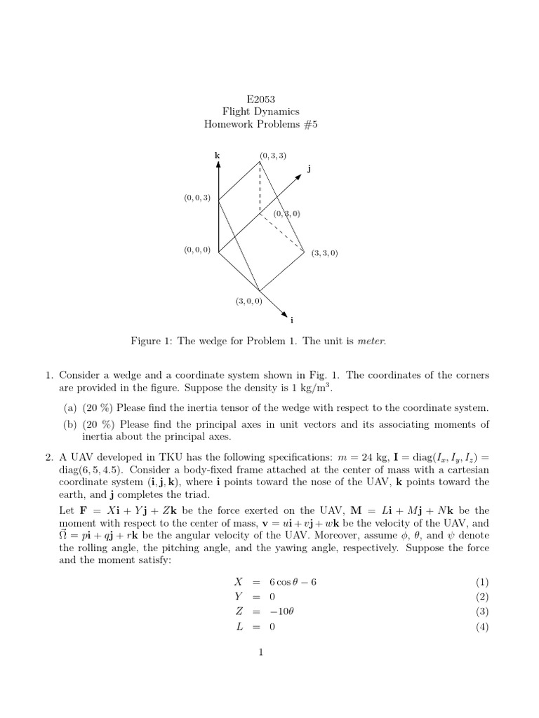 UAV Flight Dynamics Homework Problems | PDF | Linear Algebra ...