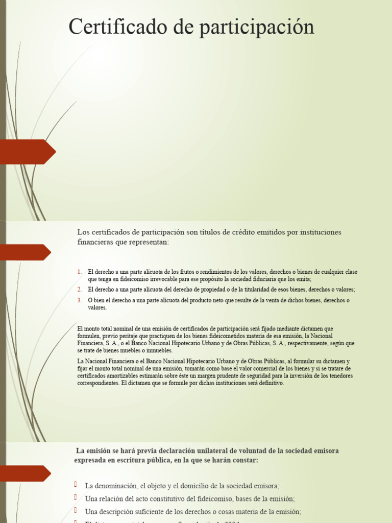 2.2.3 Certificado de Participación | PDF | Ley de fideicomiso | Economias