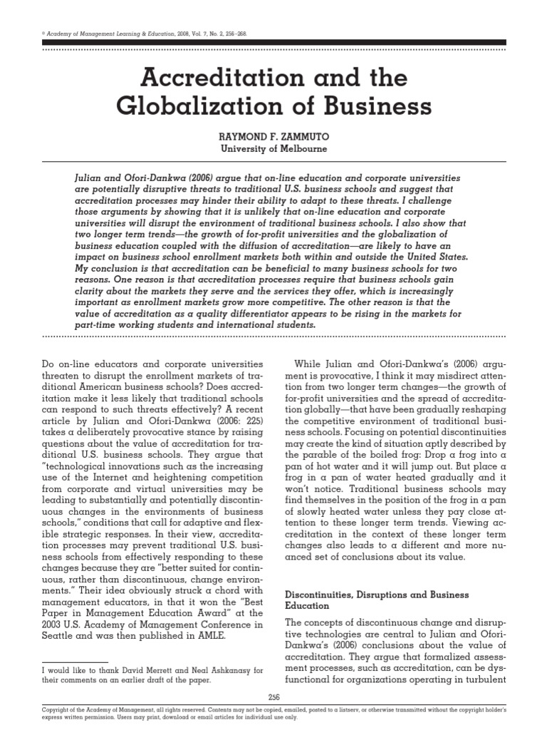 Accreditation and The Globalization of Bussiness | PDF | Iso 9000 ...