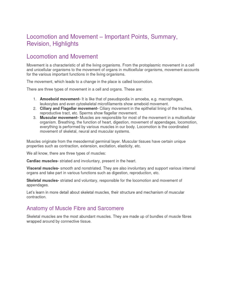 Locomotion and Movement | PDF | Skeletal Muscle | Muscle Contraction