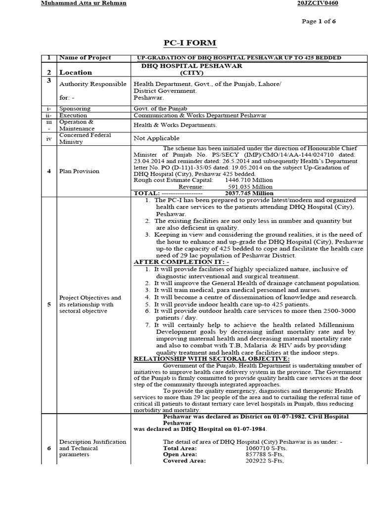 PCI Filled Form | PDF | Hospital | Health Care