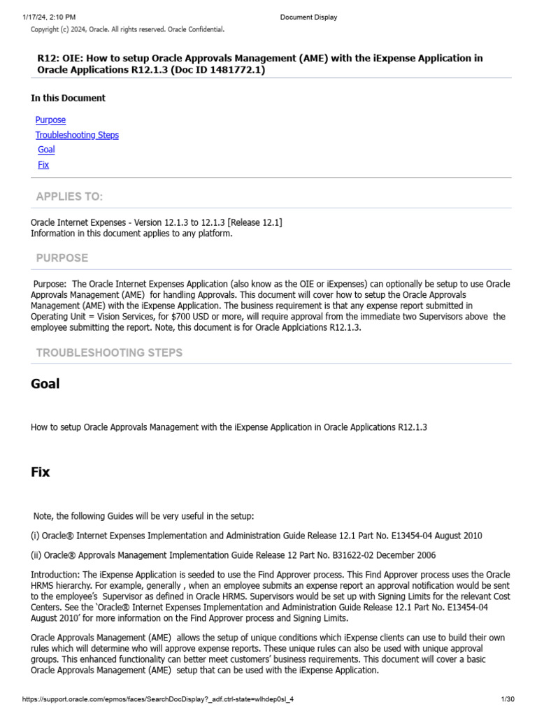 OIE How To Setup Oracle Approvals Management (AME) With The Iexpense Application | Download Free ...