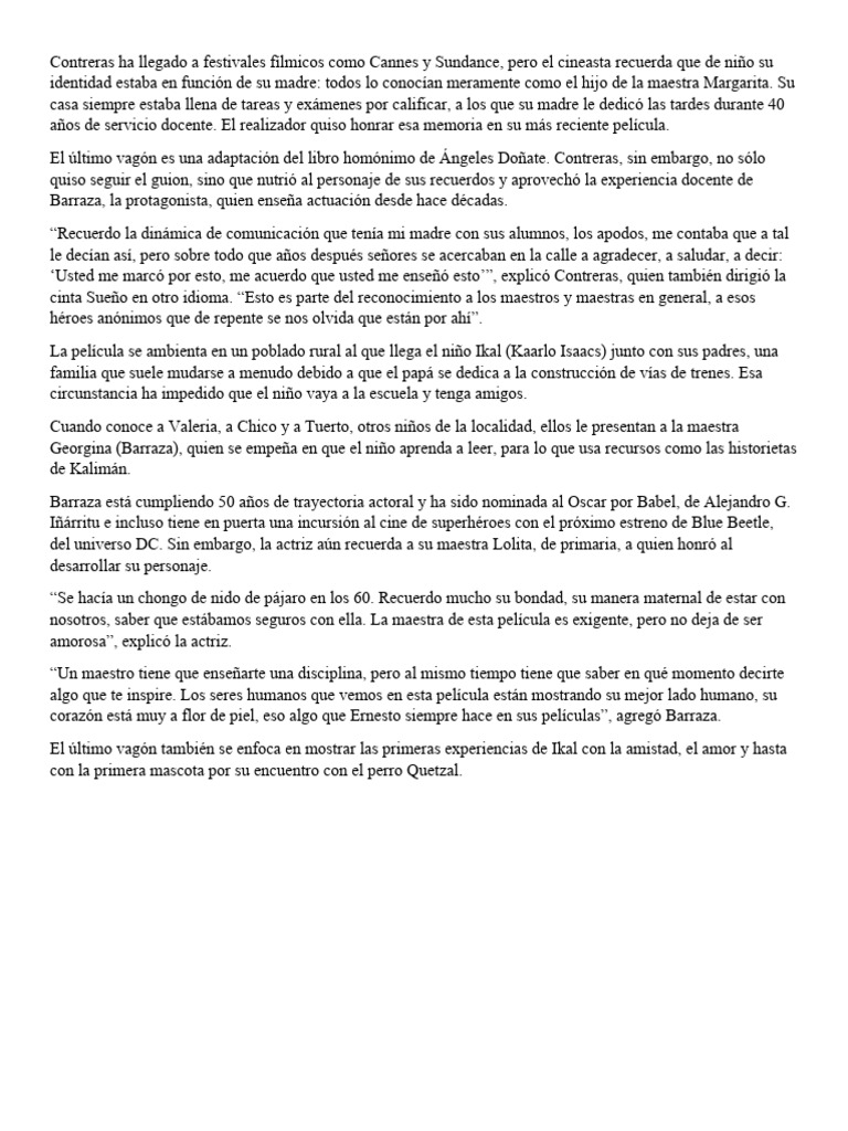 El último vagón: homenaje a la educación | PDF