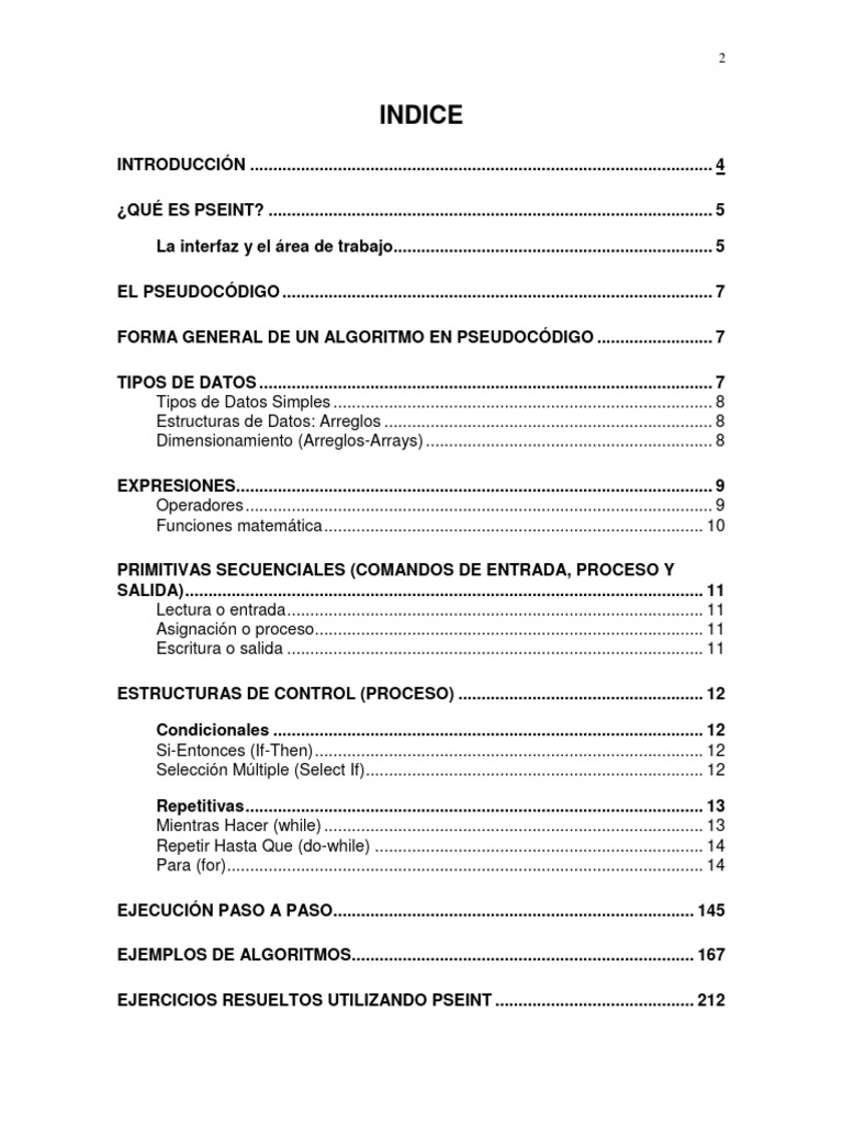 PSEINT | PDF | Algoritmos | Programación de computadoras