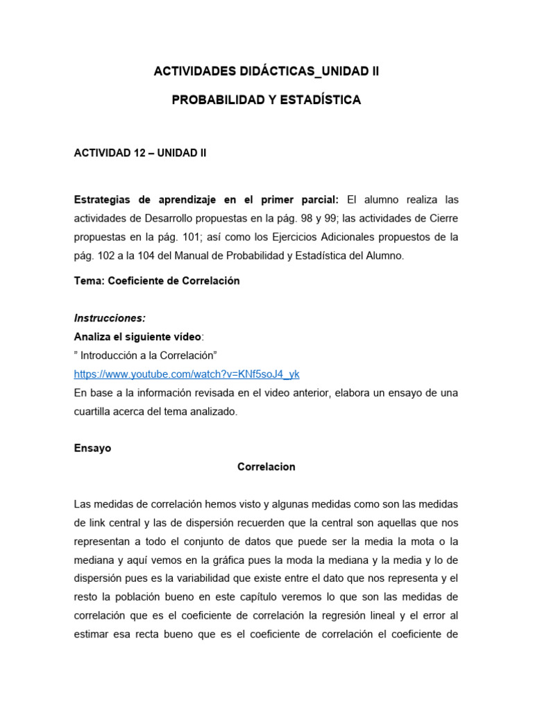Actividad Didáctica 12 Pye 2023 | PDF | Variable (Matemáticas) | Dispersión estadística