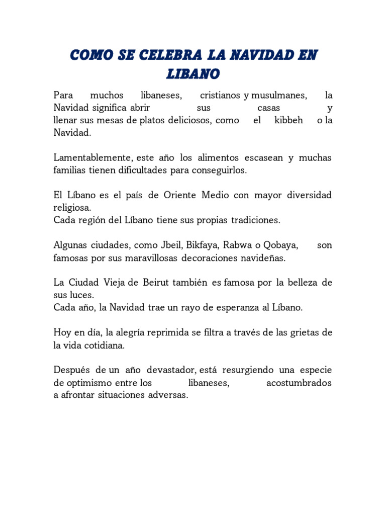 Como Se Celebra La Navidad en Libano | PDF | Líbano | Navidad