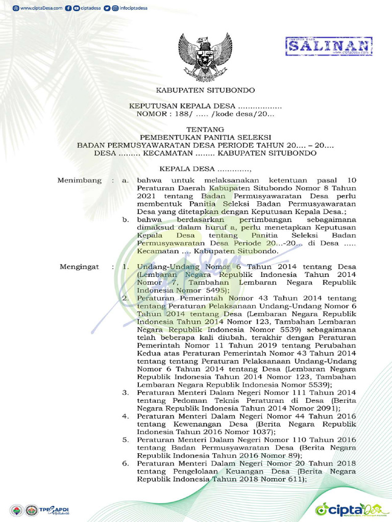 SK Seleksi BPD (WWW - Ciptadesa.com) | PDF