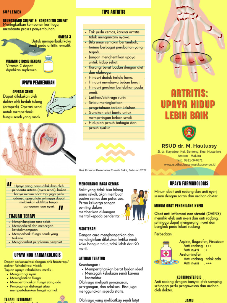 Leaflet - Artritis Upaya Hidup Lebih Baik - RSUD Dr. M. Haulussy | PDF