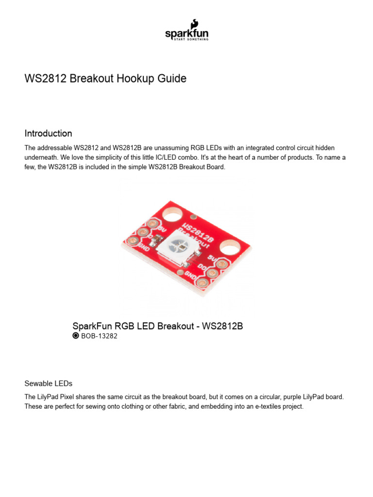 WS2812 Breakout Hookup Guide | PDF | Arduino | Electrical Connector