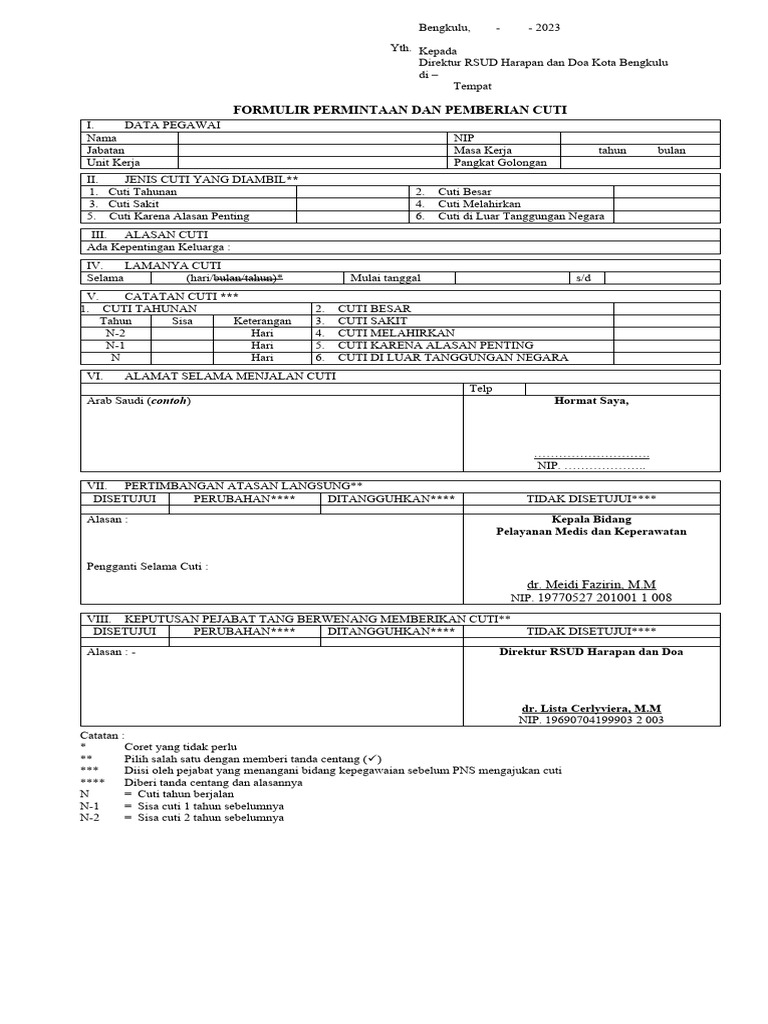 Blangko Cuti 2023 | PDF