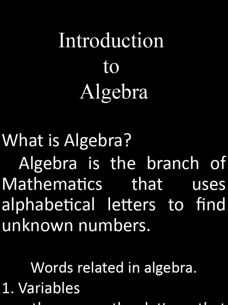 Introduction To Algebra | PDF | Polynomial | Mathematical Objects