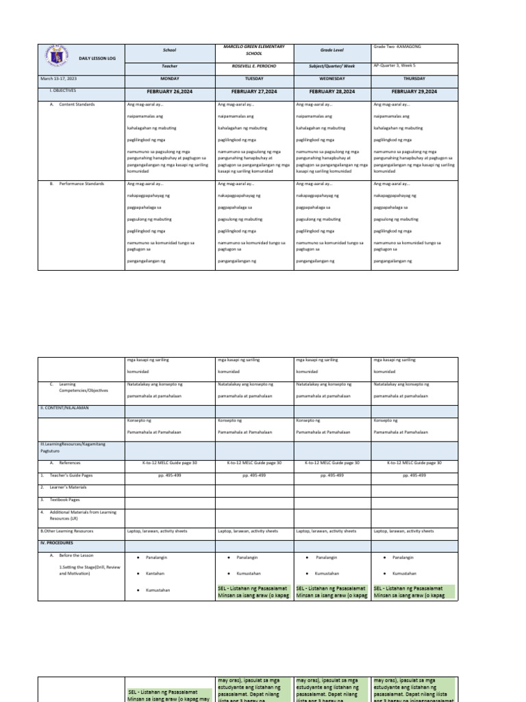 DLL AP-2 Week5 Q3 | PDF