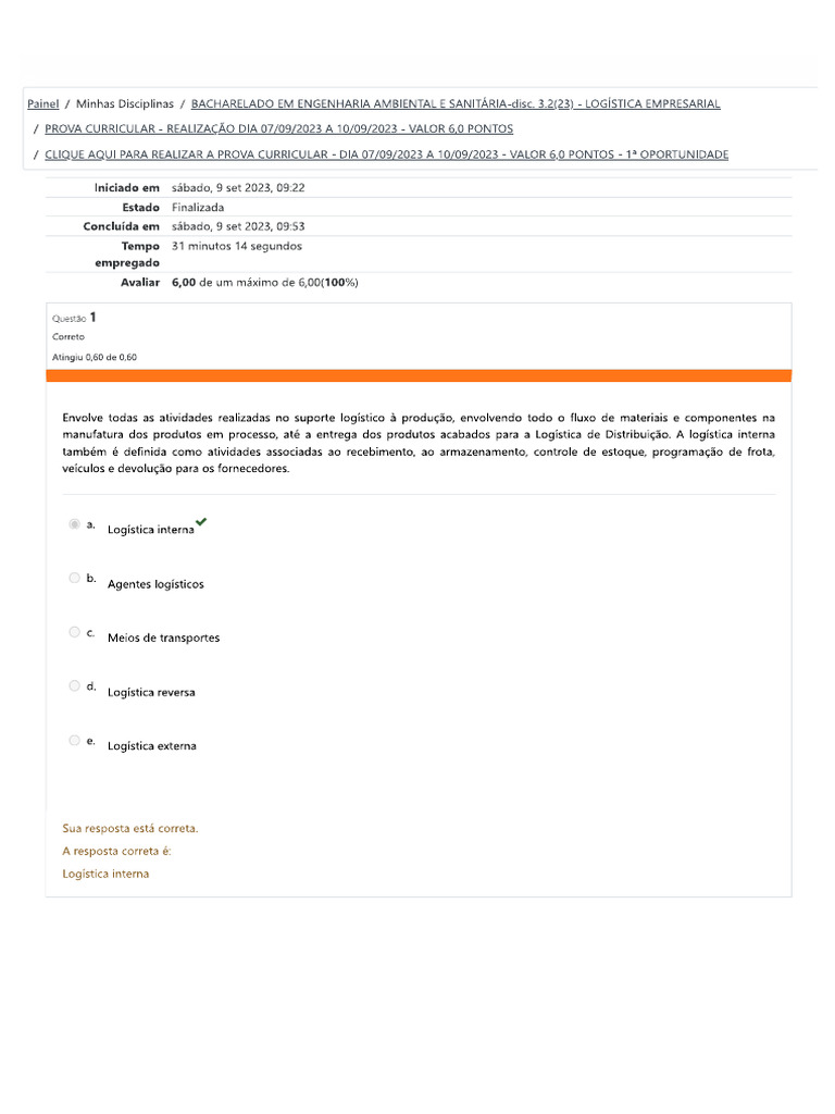 Prova Logistic Empresarial | PDF