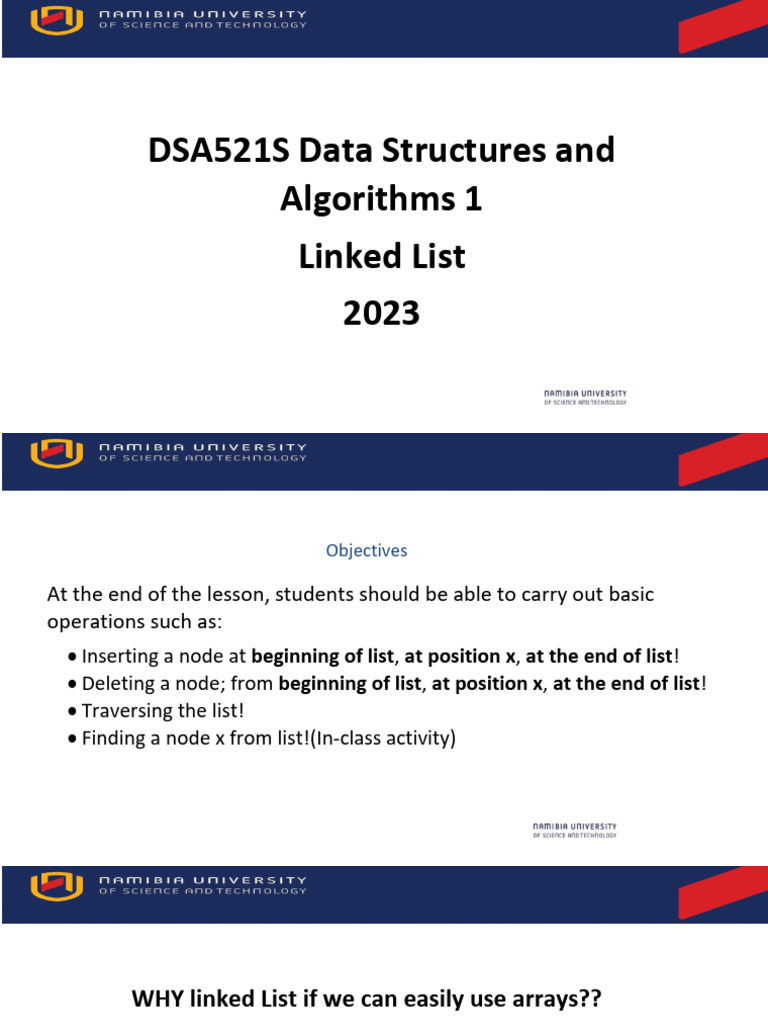 Dsa521s Linked List 3 Pdf Pointer Computer Programming Computer