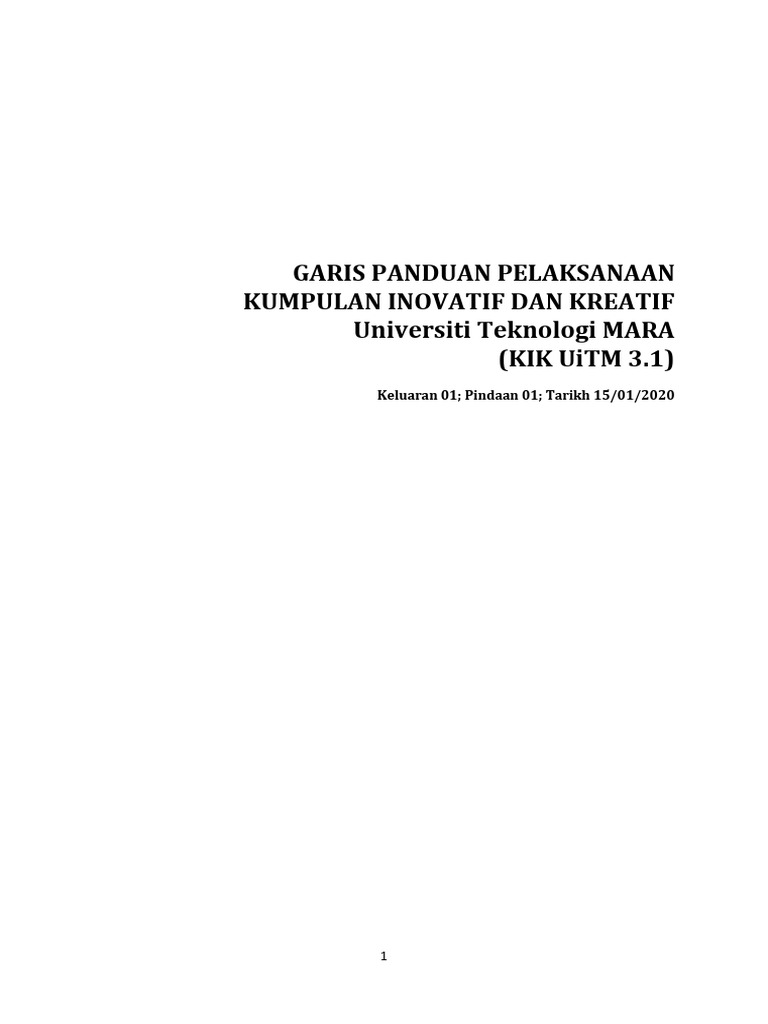 GARIS PANDUAN PELAKSANAAN KIK UiTM 31 | PDF